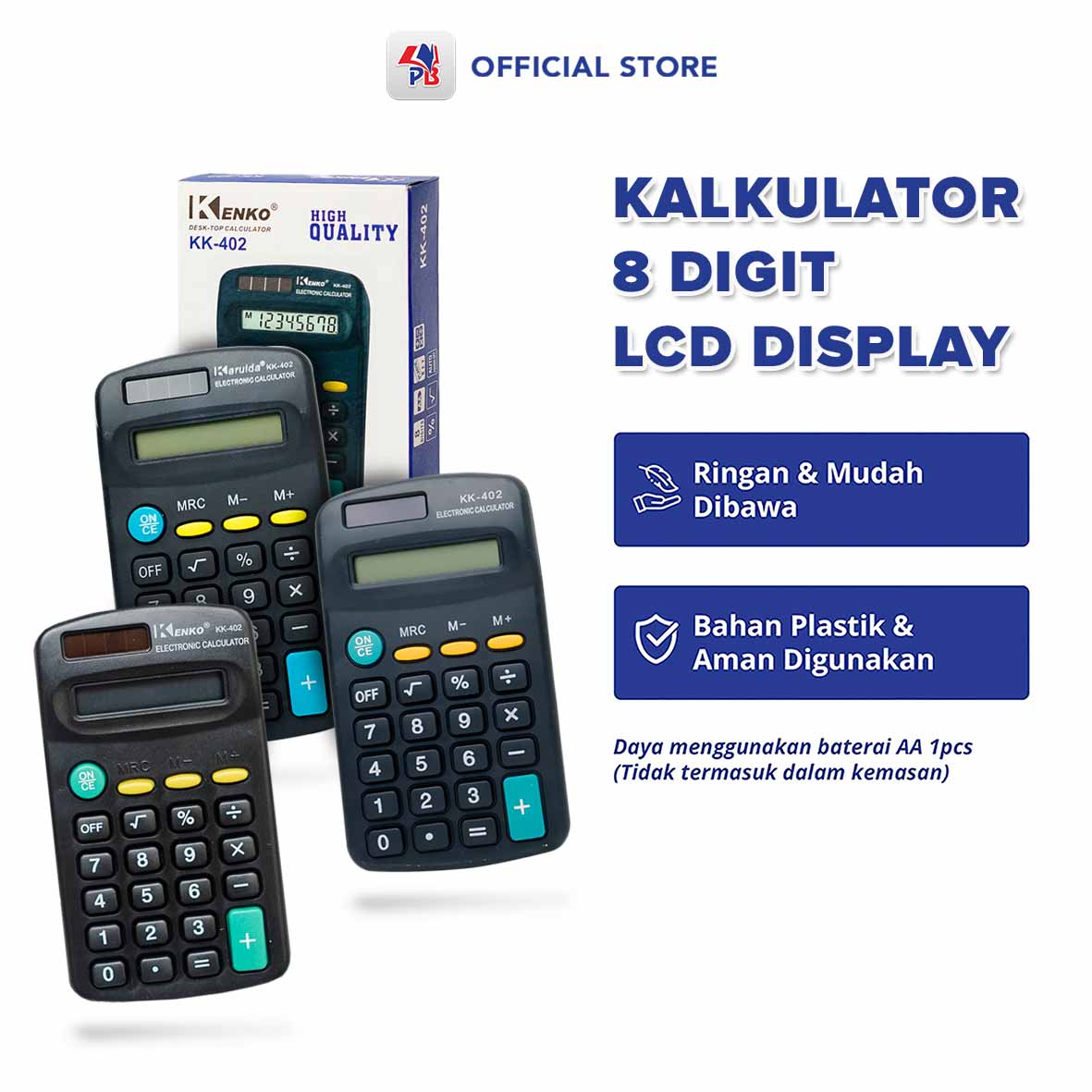 Jual Kalkulator Ukuran Kecil 8 Digit Tipe KK 402 Bermacam Merk Kalkulator Saku Baterai Terpisah ...