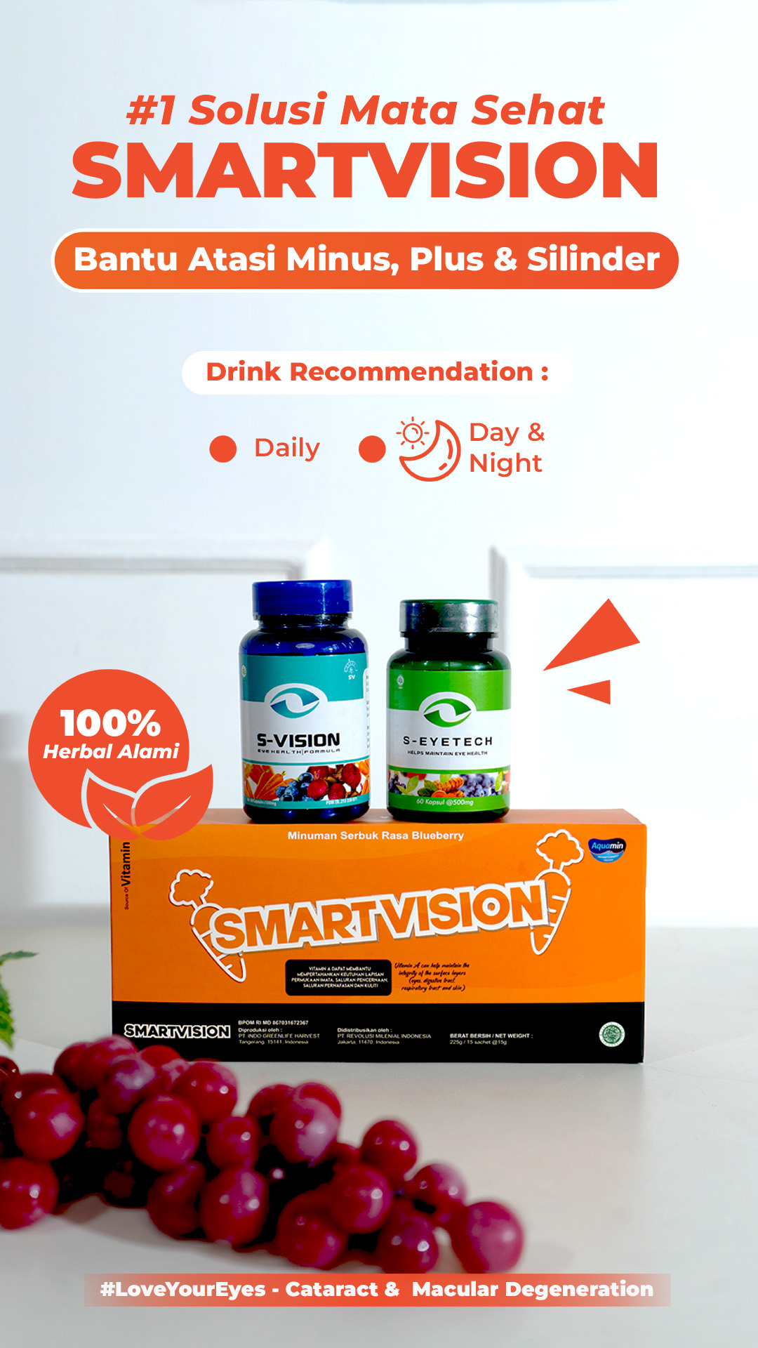 Jual Smart Vision - Paket Platinum 30 Kapsul | Vitamin Mata Atasi Mata Minus, Plus, Silinder ...