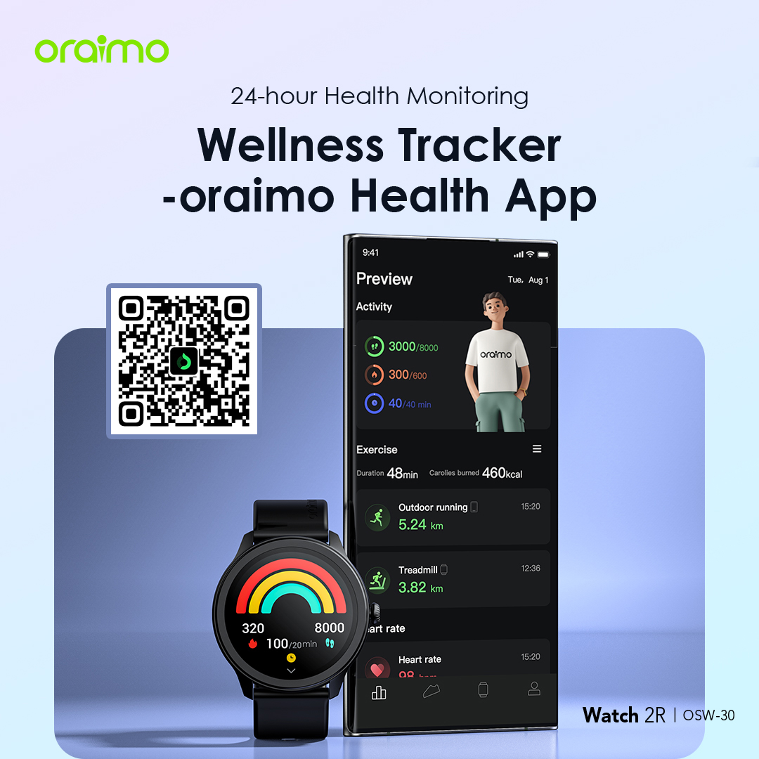 Jual oraimo Smart Watch 2R Jam Tangan Pintar 1.39" Screen Colorful 120 ...