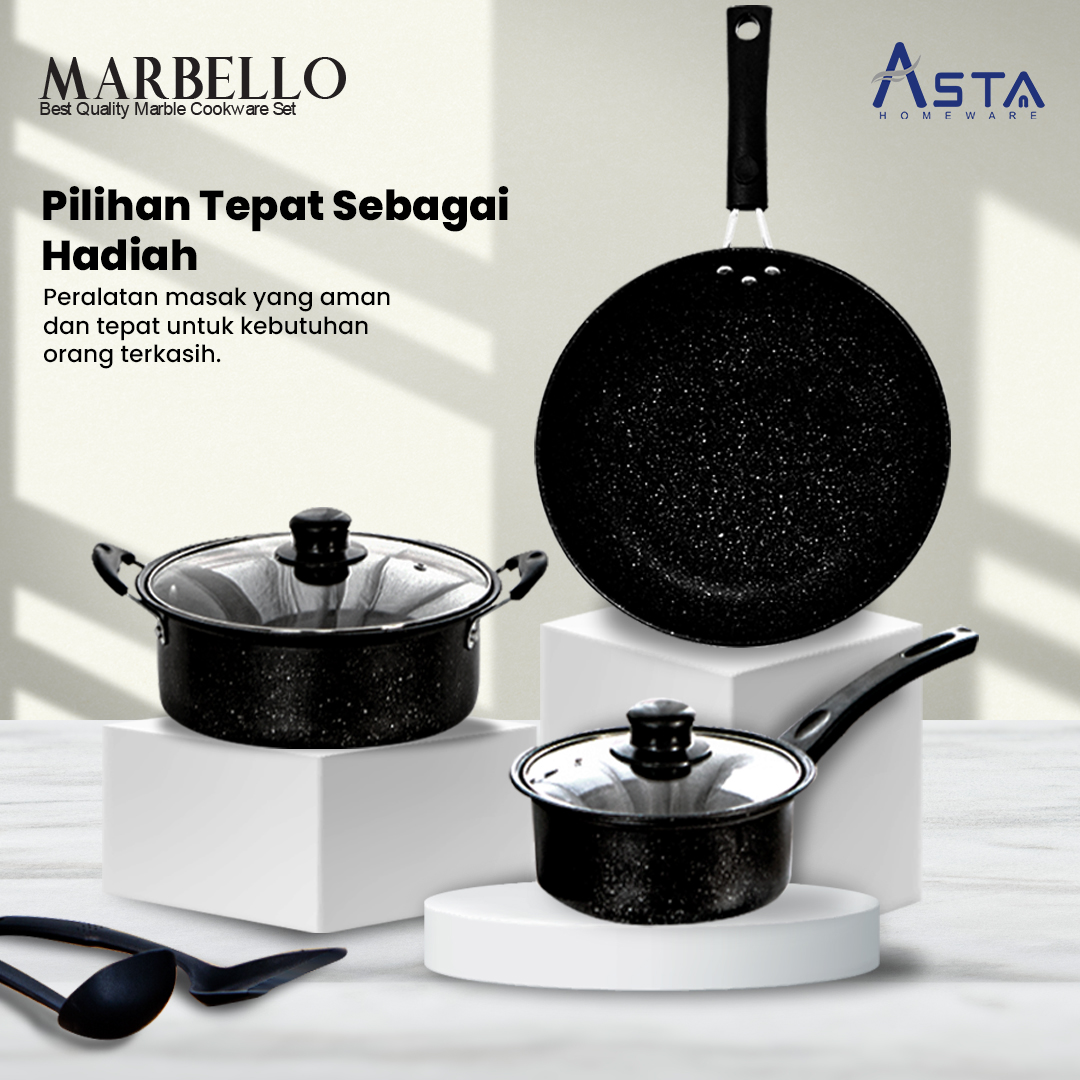Jual ASTA Panci Set Marbello Lengkap 7 Pcs Anti Lengket | Kitchen Set ...