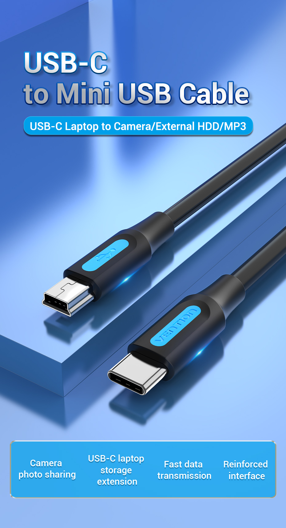 Jual Vention Kabel Usb Type C to Mini Usb 5pin | Shopee Indonesia