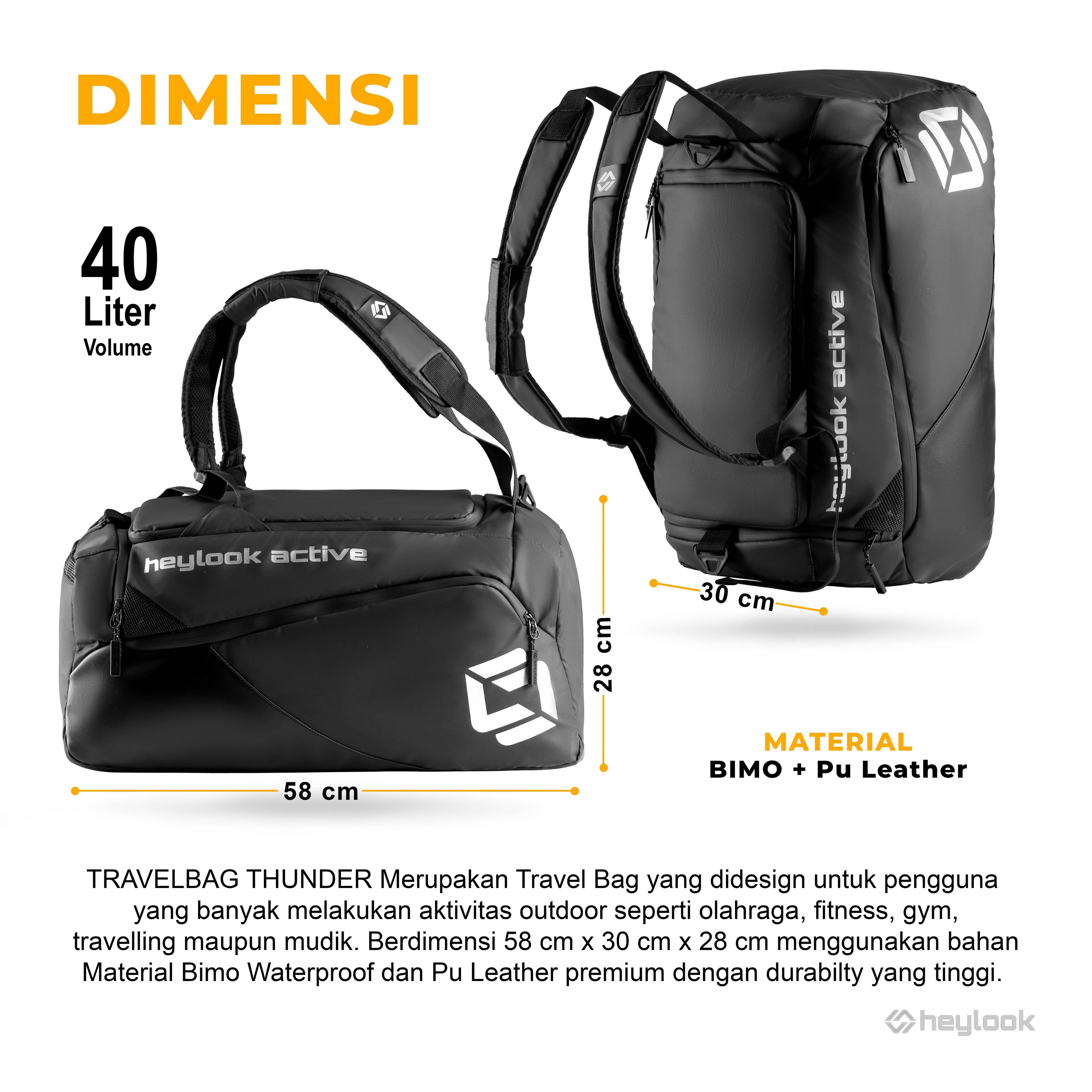 Jual HEYLOOK - Travelbag Pria Multyfungsi 3 in 1 THUNDER Duffle Bag Tas ...