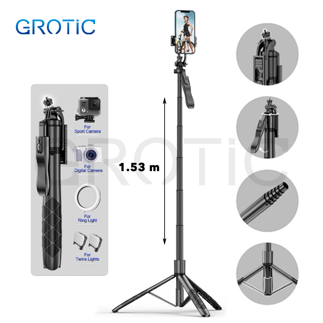 Jual GROTIC Tripod HP Kamera Tongsis Monopod Portable 153cm With Remote ...