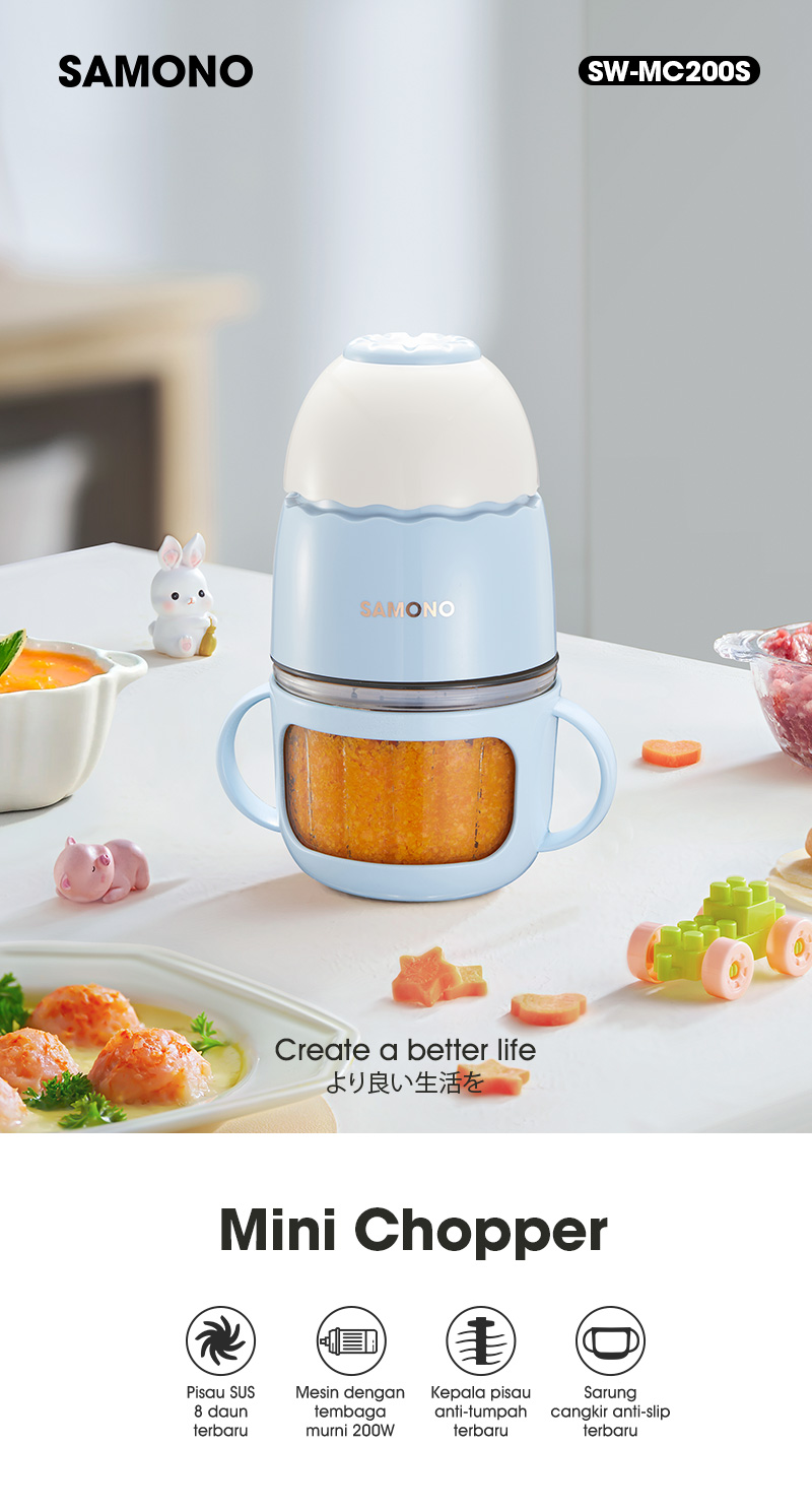 Jual SAMONO Chopper MPASI Mini Baby Food Processor 300ml Blender Bumbu ...