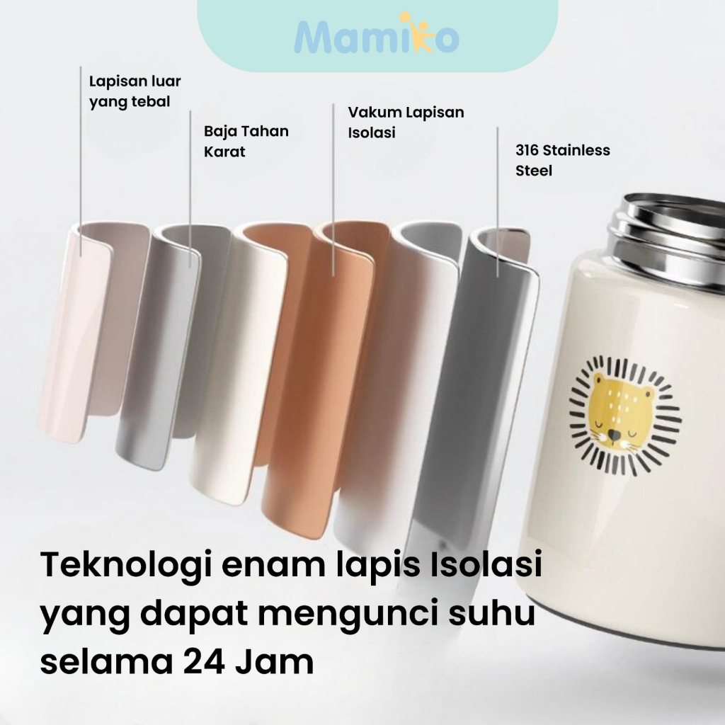 Jual 【Termos Tahan Panas 24 Jam】Mamiko Termos Makanan Sup Mpasi Anak ...