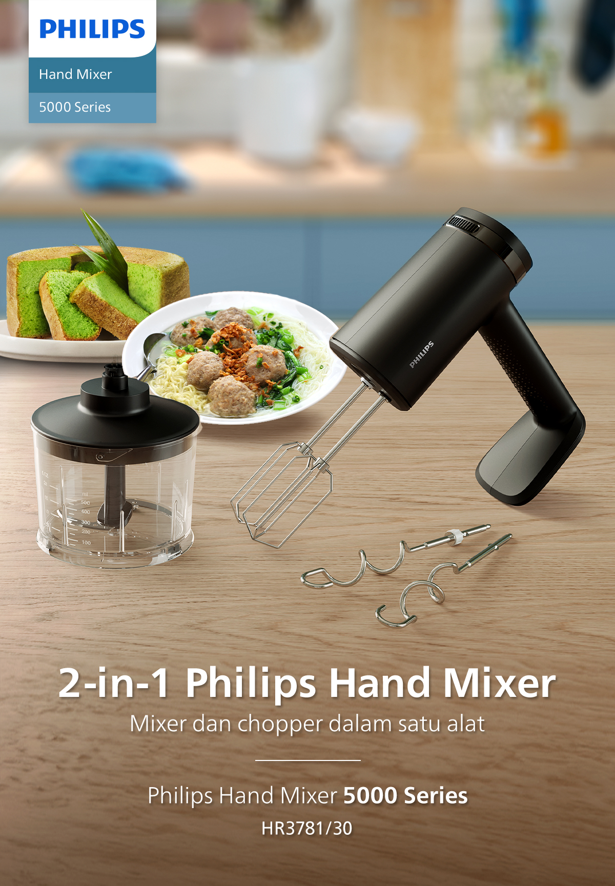 Jual Mixer Philips - 5000 Series HR3781 - Hand Mixer - 2IN1 - Chopper ...