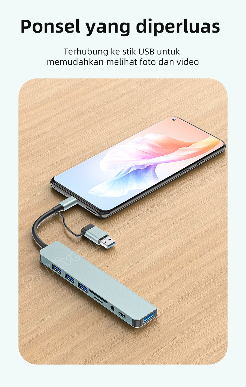 Jual KIVEE USB Hub Type C 8-in-2 Dual plug docking station KV-AD21 USB ...