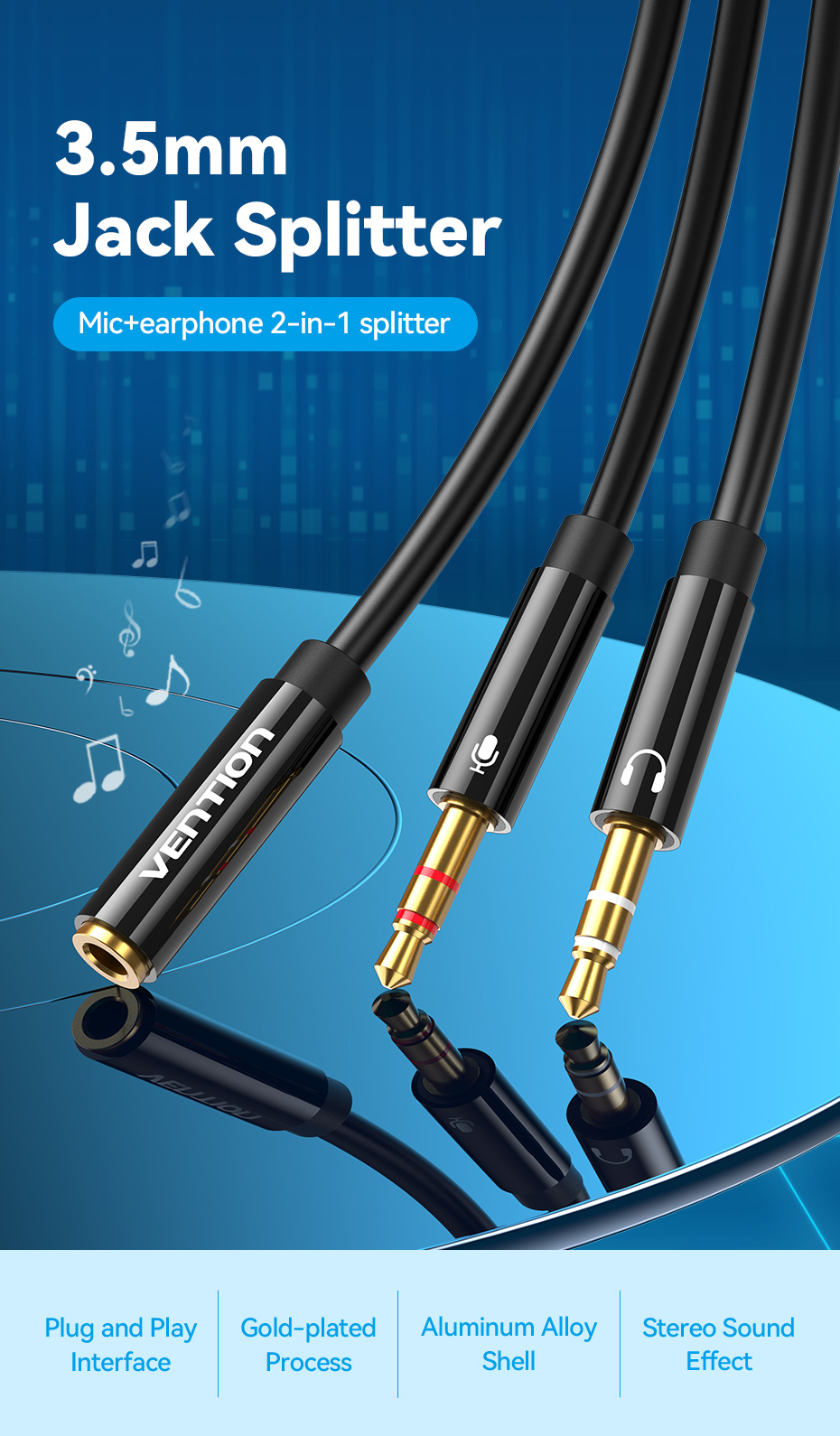 Jual Vention Kabel Aux Audio Splitter 3.5mm Female TRRS to 2 Male TRS ...