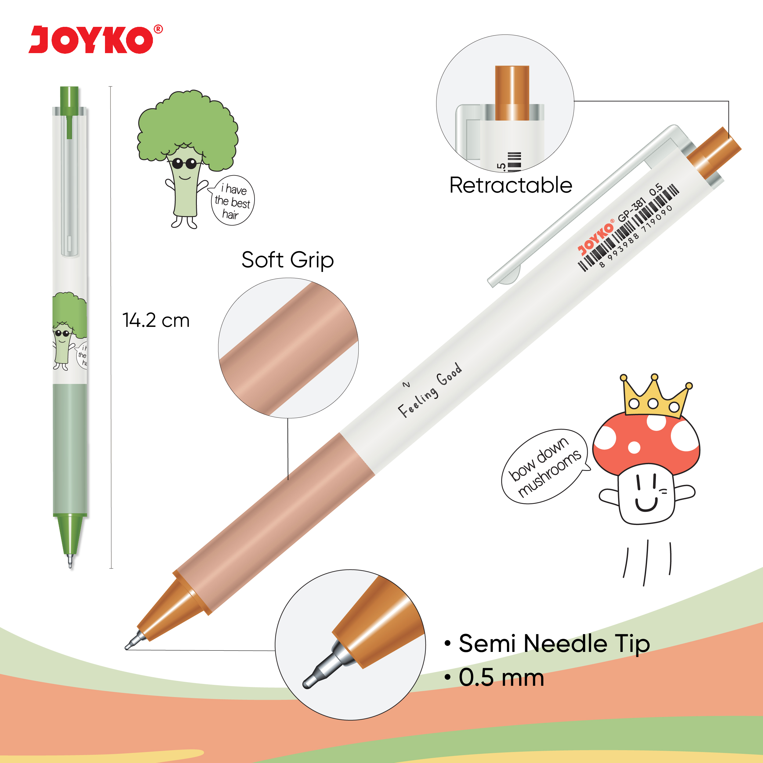 Jual Gel Pen Pulpen Pena Joyko GP-381 Feeling Good 0.5 mm | Shopee ...
