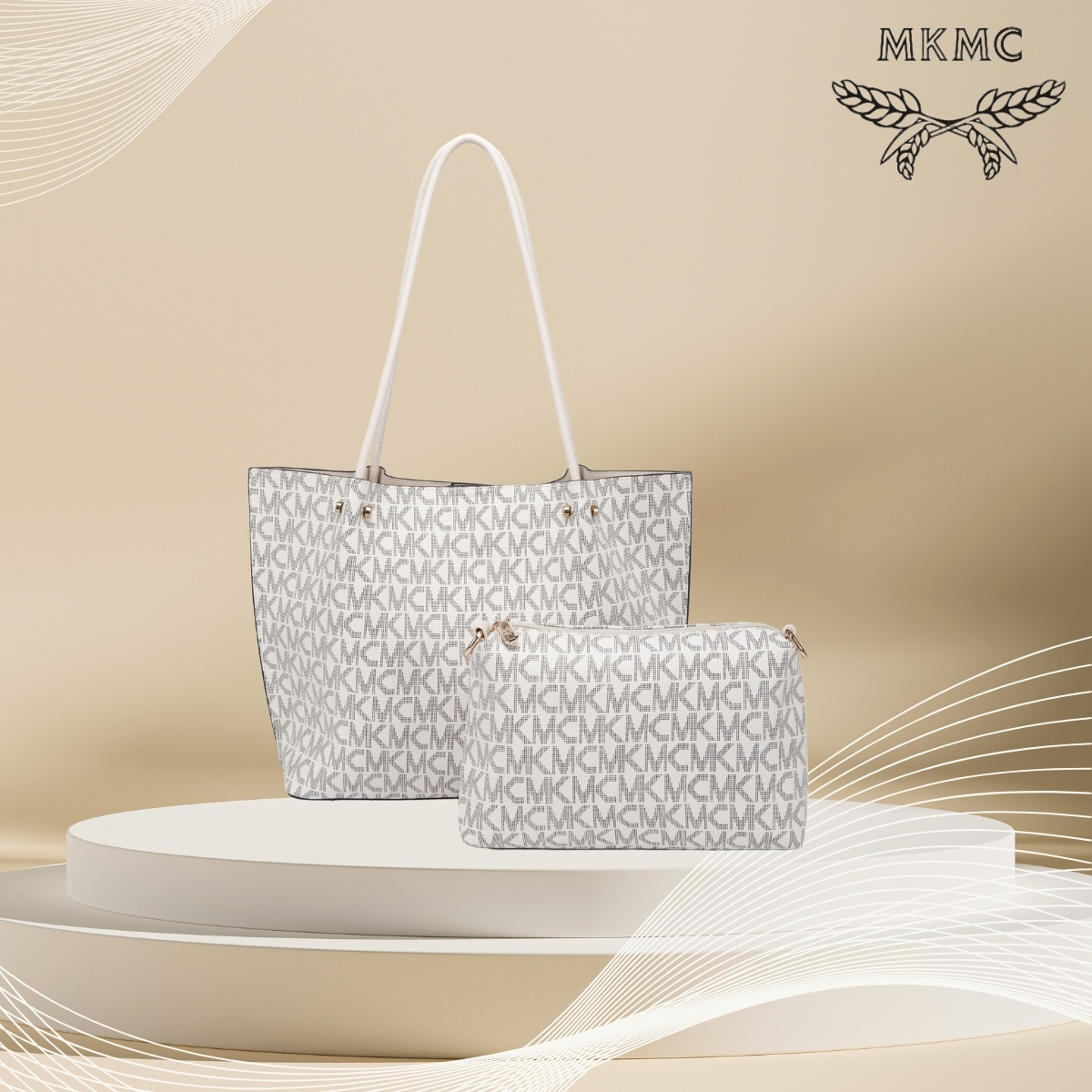 Jual MKMC Totebag Wanita Import Tas Bahu Free Pouch Medium Kondangan ...