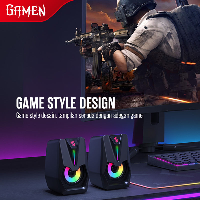 Jual GAMEN Speaker PC Gaming RGB 7 Mode 6W GS2 USB/AUX Surround Sound ...