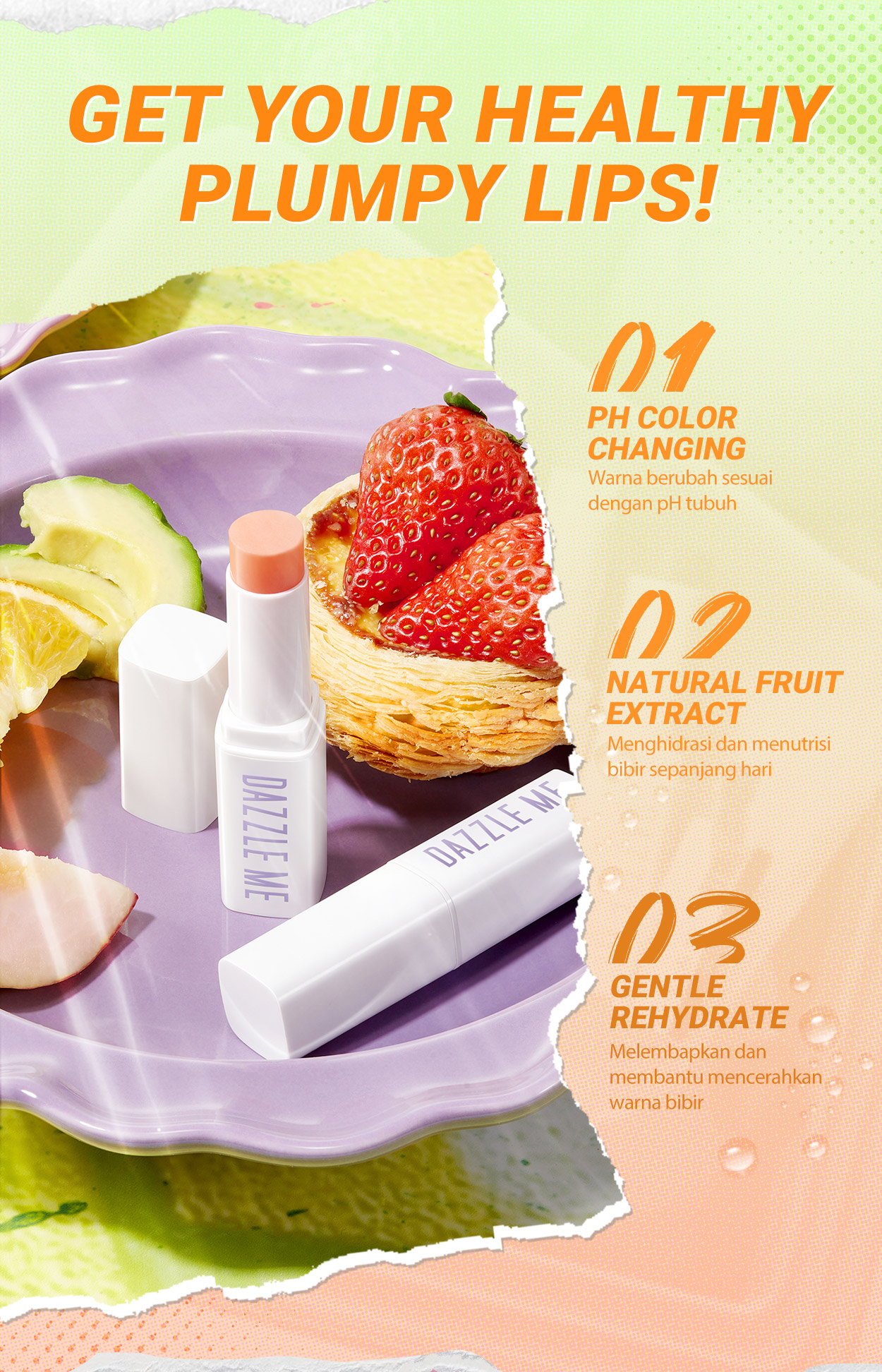 Jual DAZZLE ME Fruit Justice Lip Balm Moisturizing Vitamin E Baby Lips ...