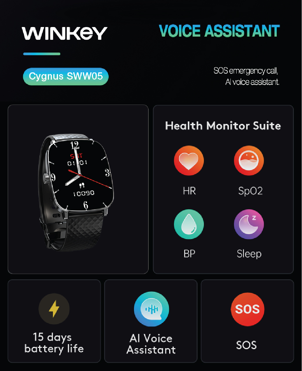 Jual WINKEY Smartwatch Cygnus with Amoled Display & Bluetooth Call ...