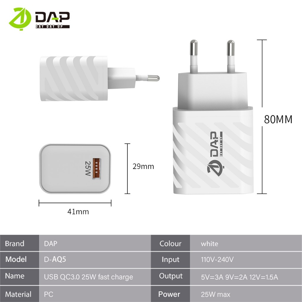 Jual DAP D-AQ5 Charger Power Delivery 25 Watt 3.0A Port USB Fast ...
