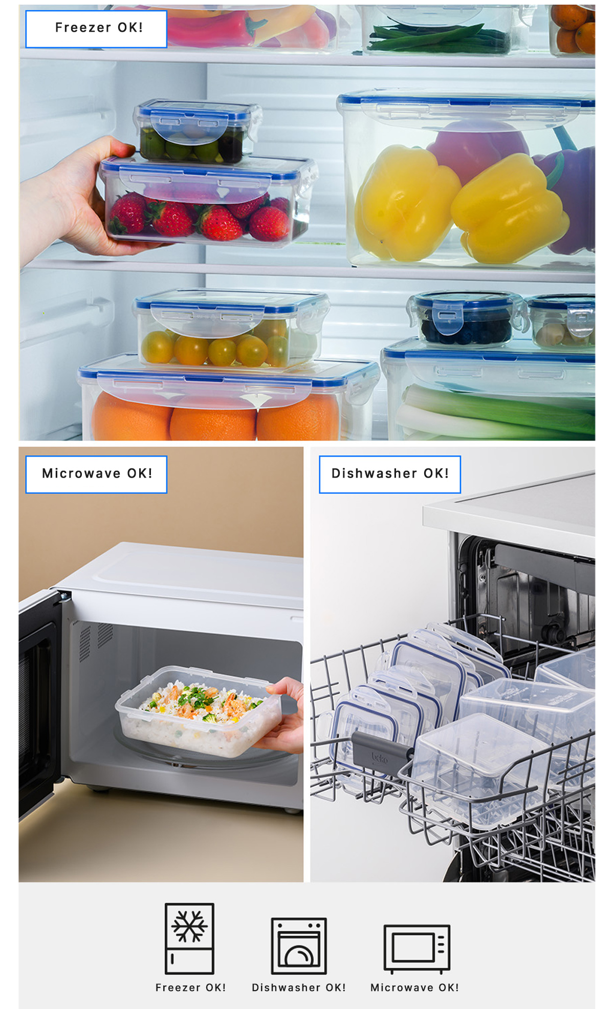 Jual LocknLock Classic Kotak Makan Rectangular Short 1.6L - HPL824 | Shopee Indonesia