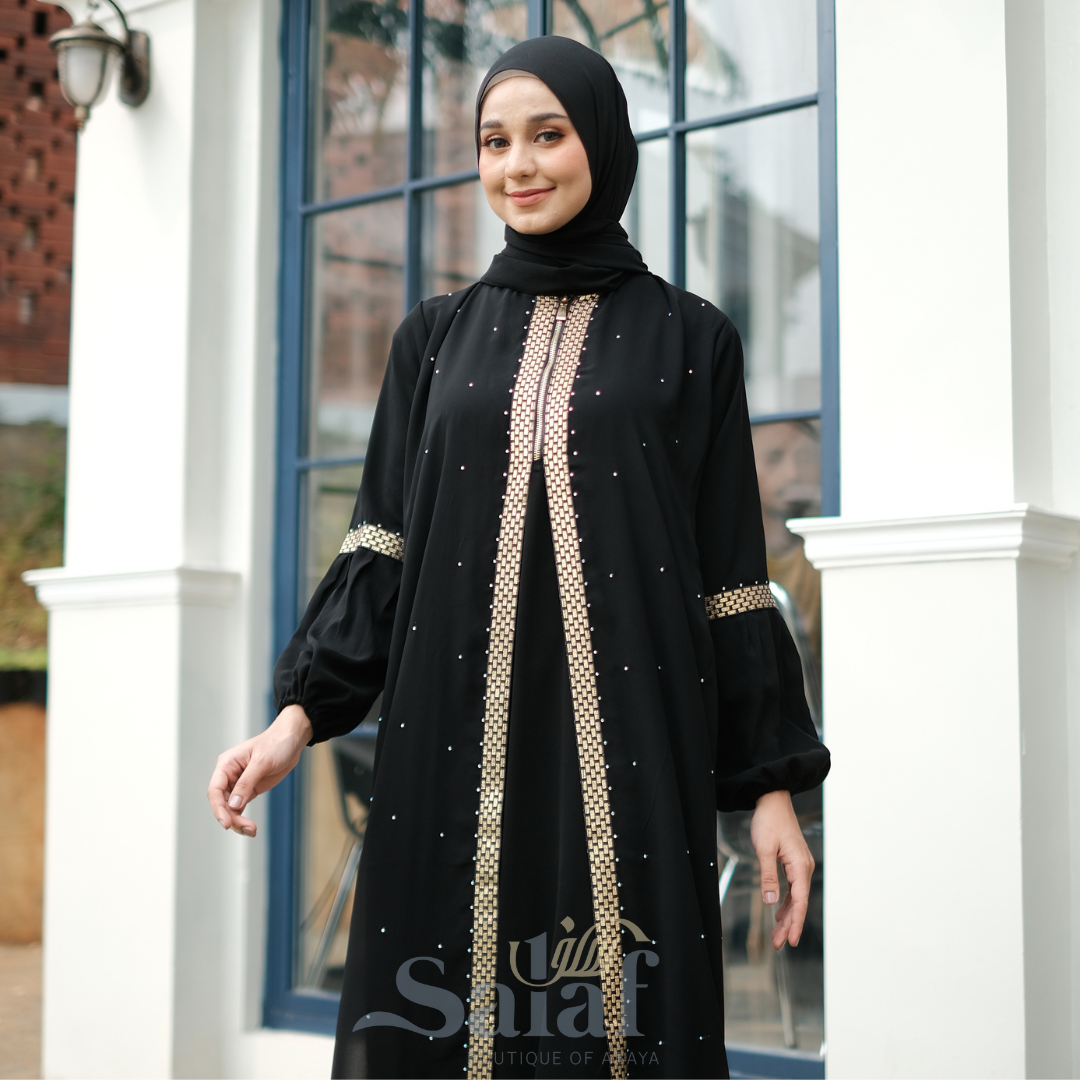 Jual Gamis Hitam Turkey Abaya Saudi Bahan Jetblack Resleting Depan ...
