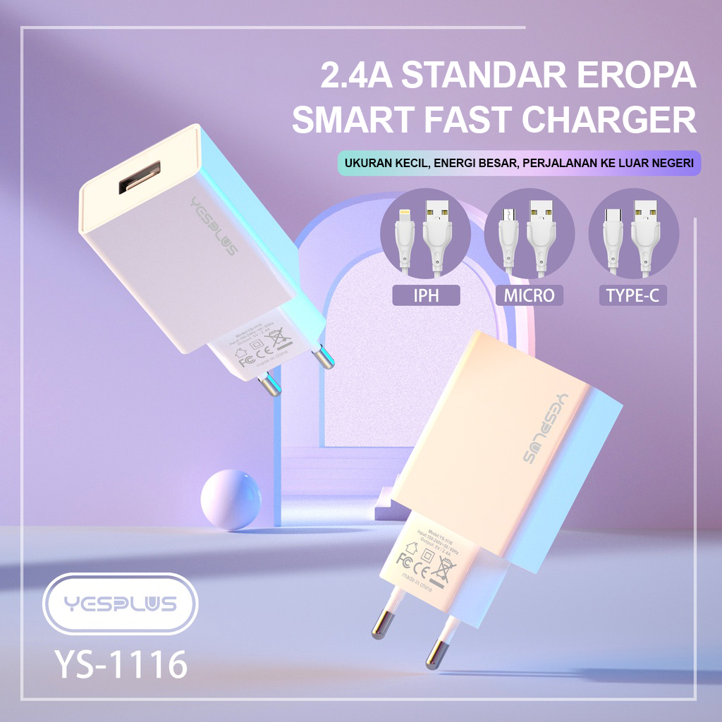 Jual Charger YESPLUS YS-1116 Charger Fast Charging 2.4A Smart Charger ...