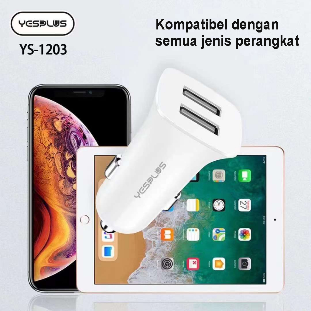 Jual Car Charger YESPLUS YS-1203 Fast Charging 2.4A Two USB Car Charger | Shopee Indonesia