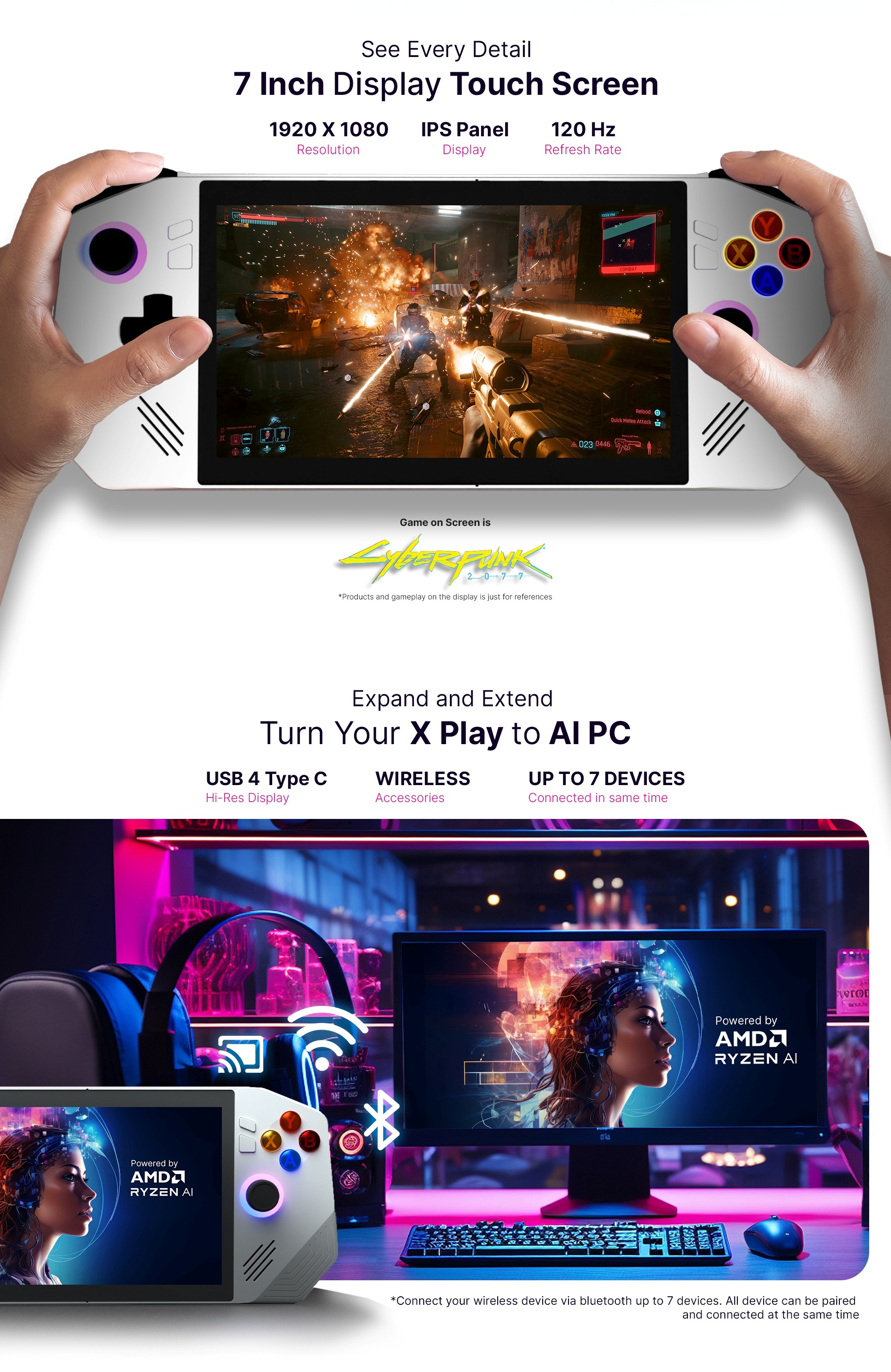 Jual Advan X-Play Handheld Gaming PC AMD Ryzen 7 7840U AMD Ryzen AI IPS ...