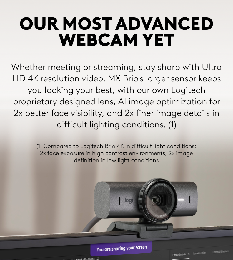 Jual Logitech MX Brio Webcam Streaming & Kolaborasi dilengkapi dengan ...