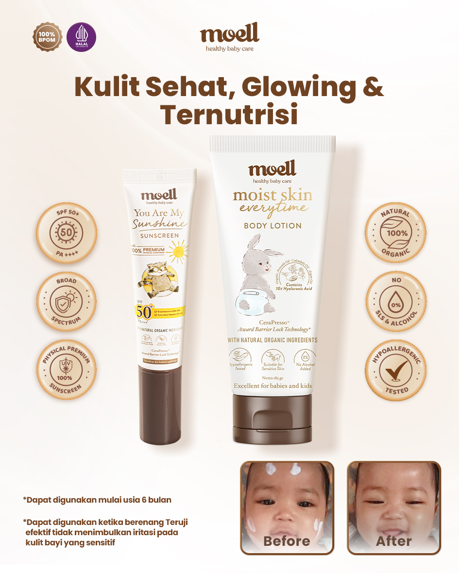 Jual Moell Triple Combo - Body Lotion 185gr & Sunscreen 30gr & Hair ...