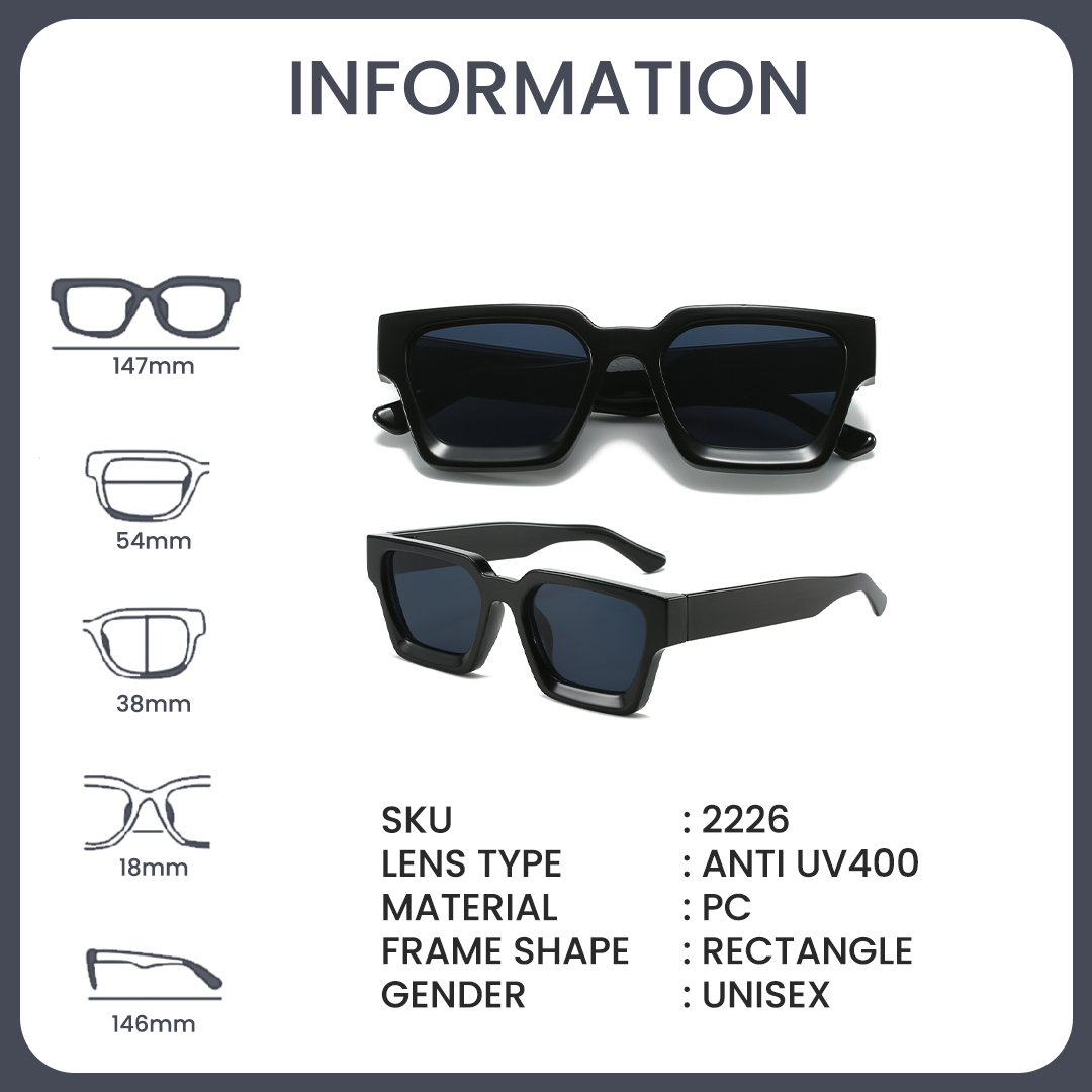 Jual ROBINS Kacamata Hitam Sunglasses Kotak Fashion Pria Wanita Anti Silau Radiasi Uv400 Stylish ...