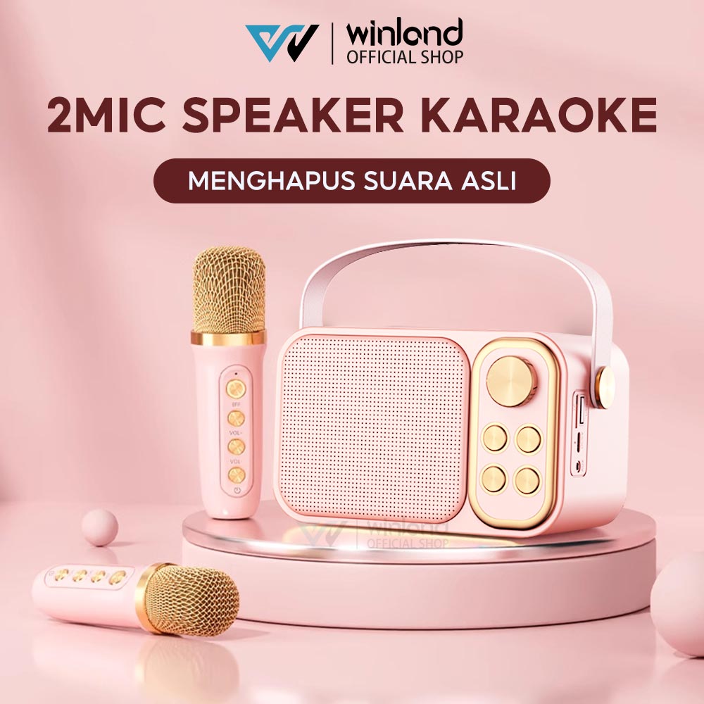 Jual Winland Speaker Bluetooth Karaoke 1 set 2 Wireless Microphone Cute ...