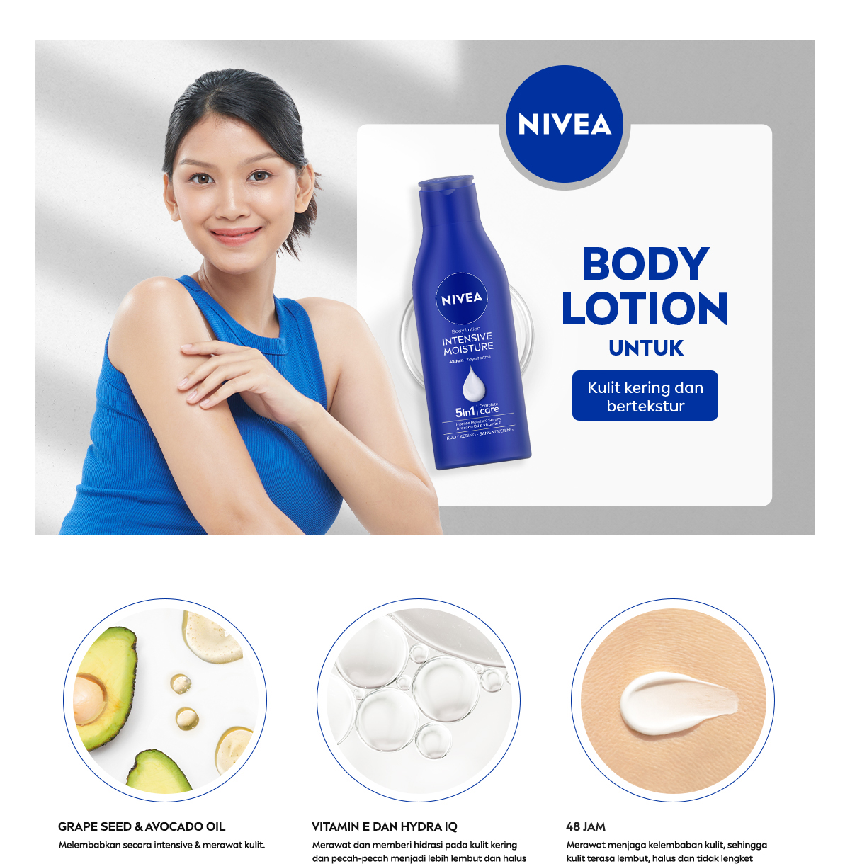 Jual NIVEA Body Lotion Intensive Moisture 100ml - Hand body lotion ...