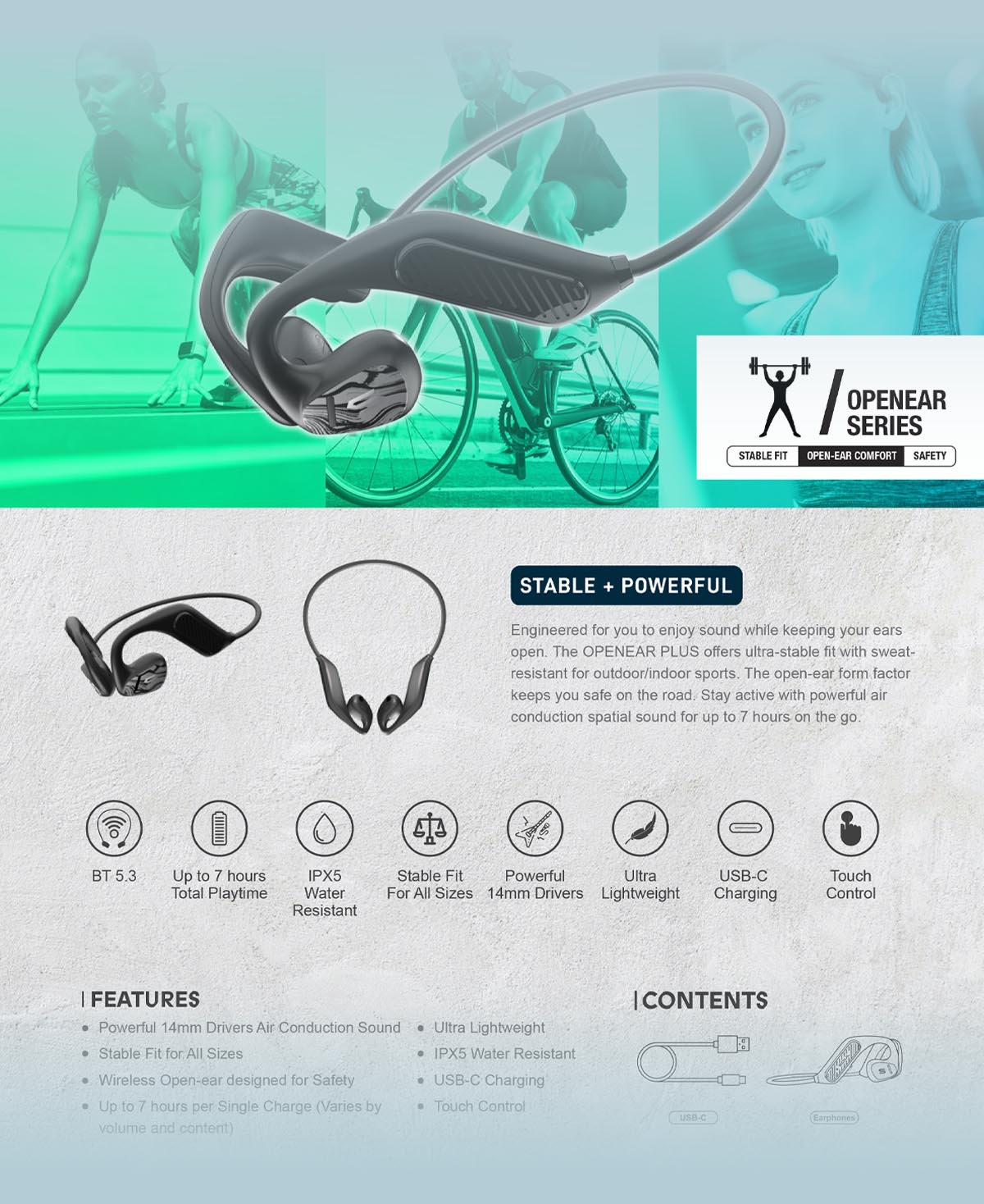 Jual SOUL Open Ear Plus Air Conduction Earphone IPX5 Sport Headset ...