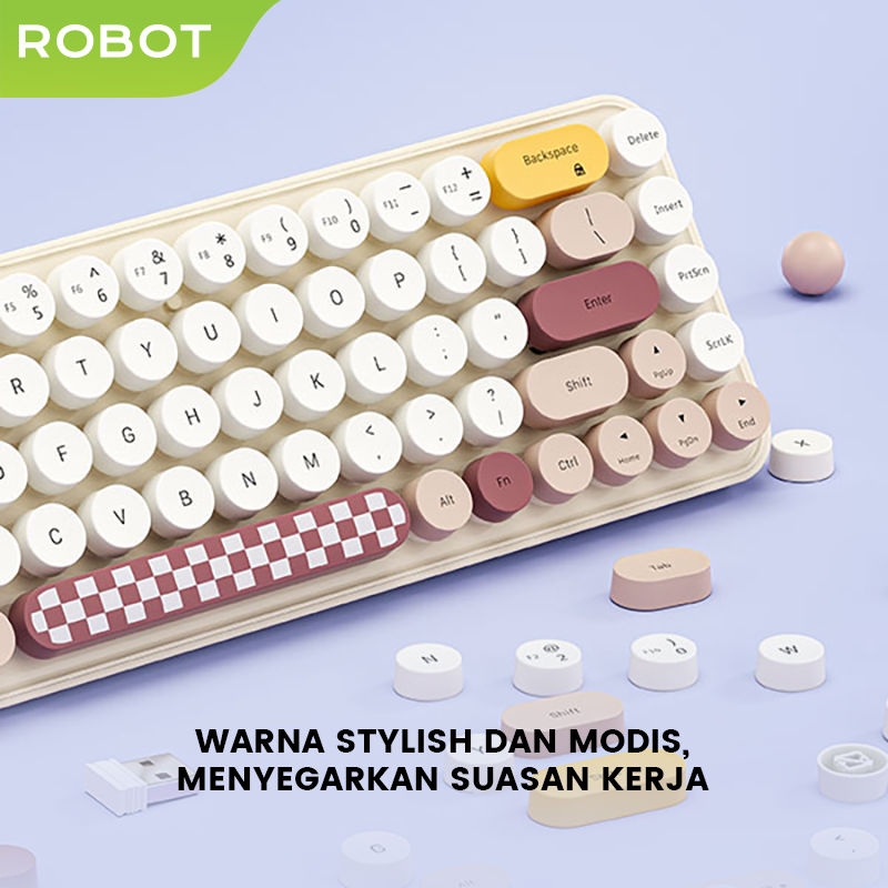 Jual ROBOT Combo Keyboard dan Mouse Wireless Set Pastel Colorful Mini ...
