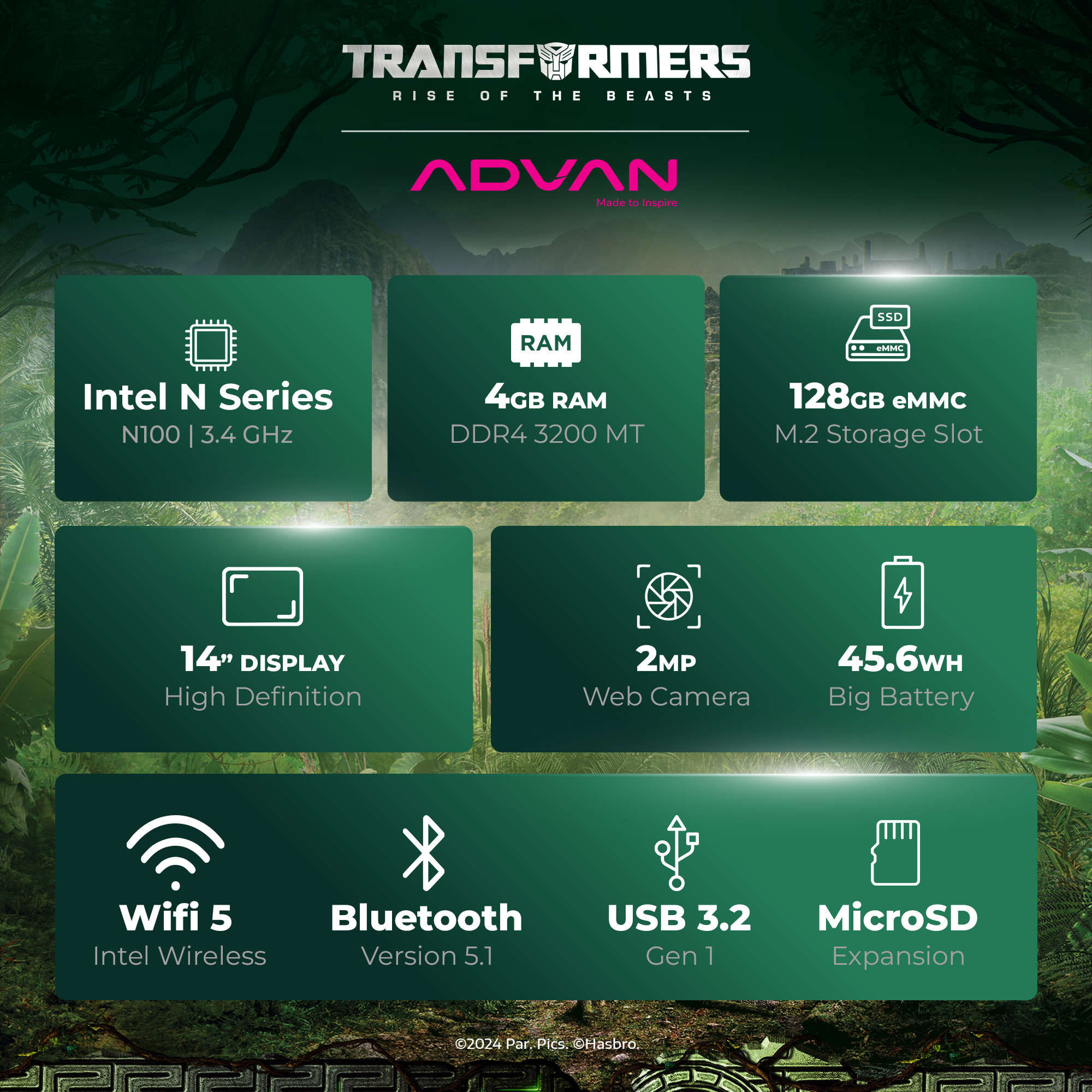 Jual Laptop Advan TBook X Transformer Intel N100 4Gb/128GB 14" HD Free ...
