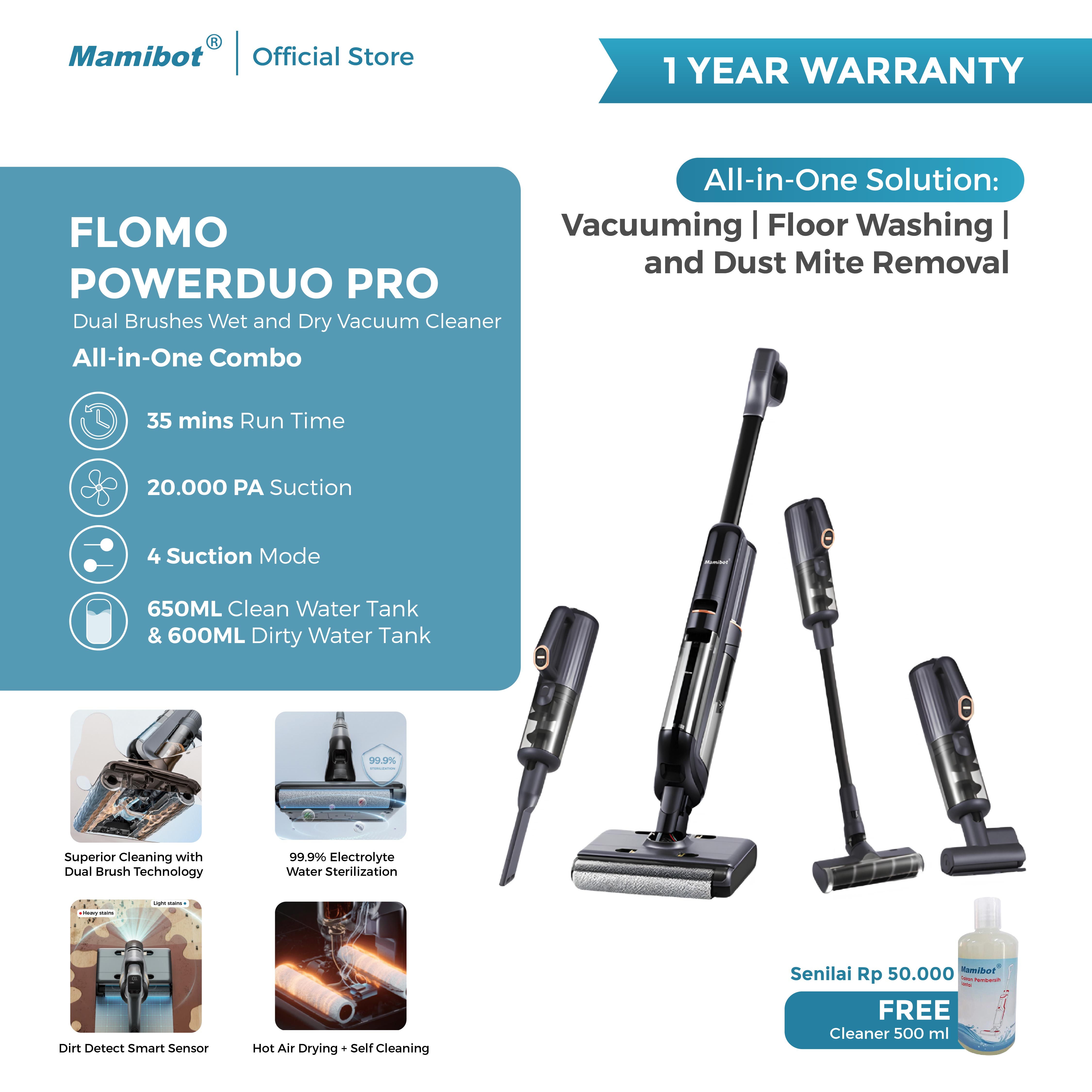 Jual Mamibot FLOMO POWERDUO PRO All-in-One Combo Cordless Wet and Dry ...
