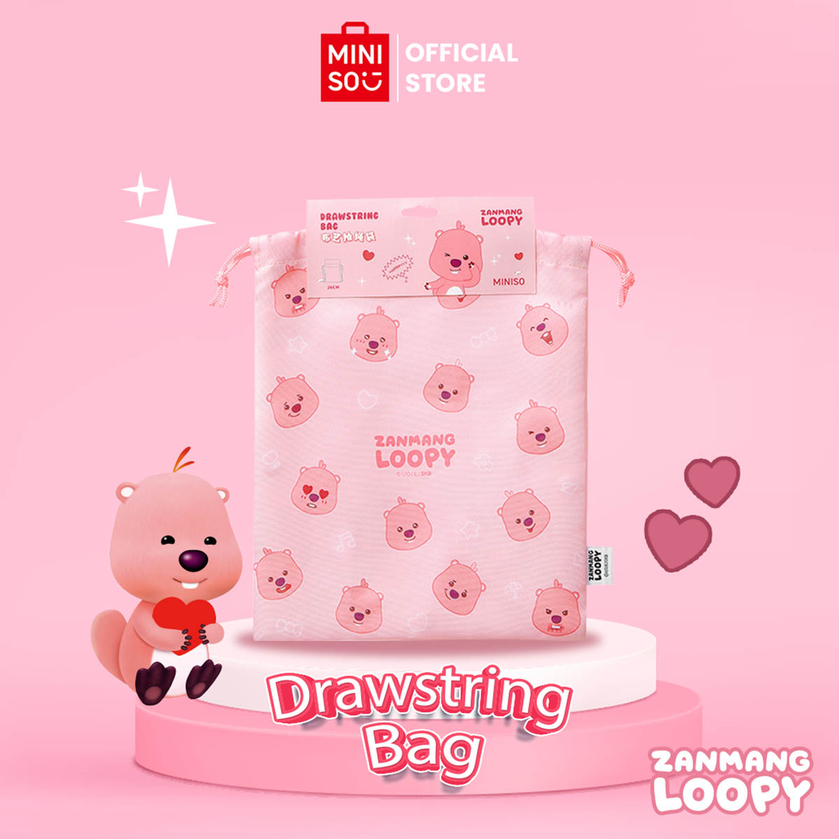Jual Miniso x ZANMANG Loopy Collection Drawstring Bag Fabric Kain Tas ...
