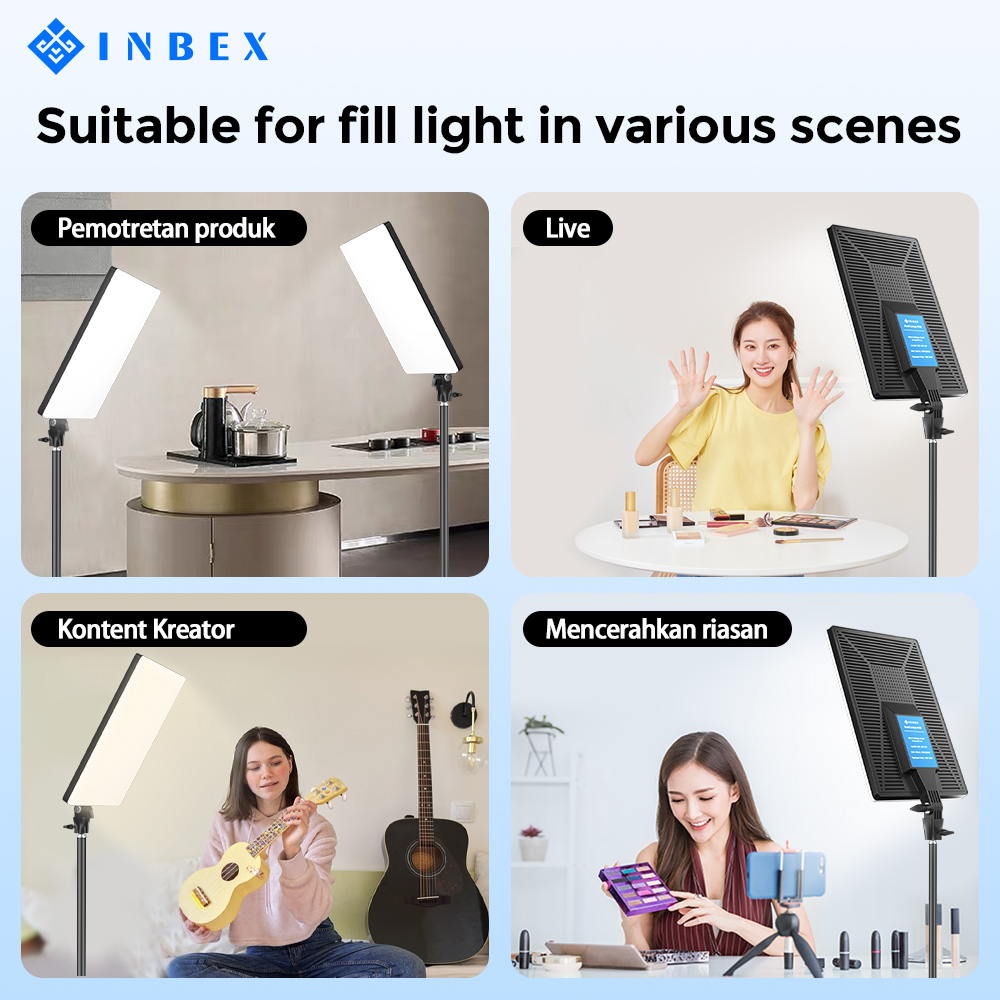 Jual [k] INBEX IP80 80WLampu panel LED Konten Kreator Perekaman Video Fotografi Profesional ...