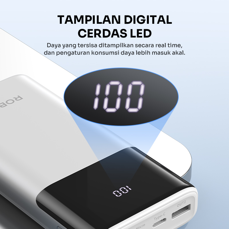 Jual ROBOT Powerbank 20000mAh Fast Charging 15W Real Capacity 3 Output ...