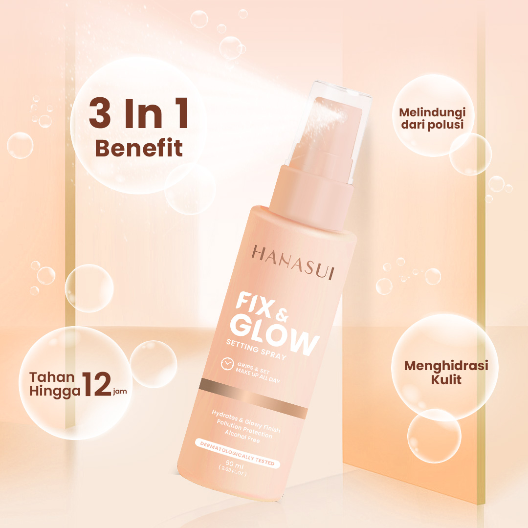 Jual Hanasui Fix & Glow Setting Spray - Setting Spray Glowy Finish Make ...