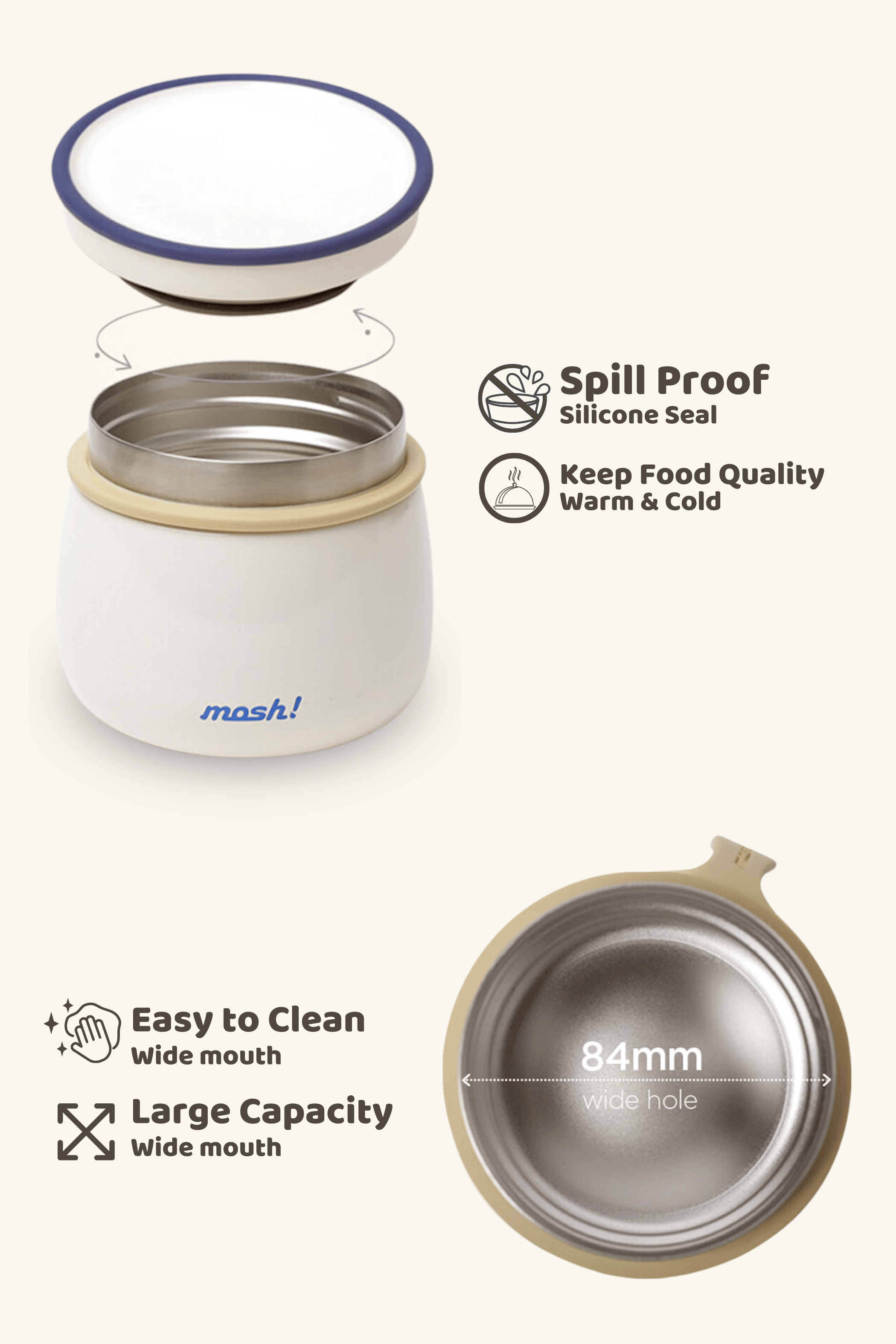 Jual Mosh Food Pot Stainless Steel 350ML - Wadah Tempat Makanan Termos ...