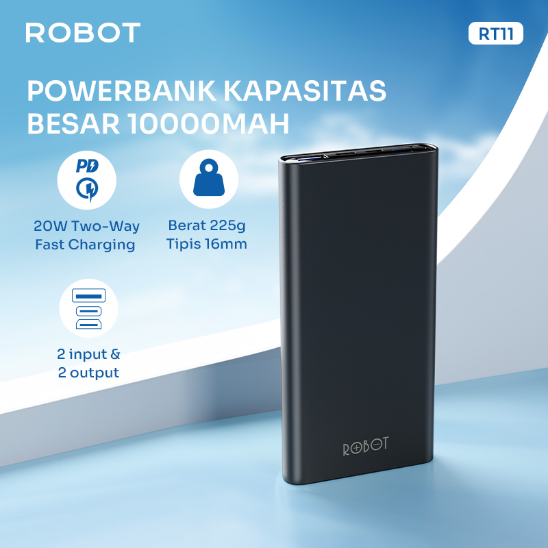Jual ROBOT Powerbank 10000mAh Dual Port 20W PD Fast Charging Quick ...