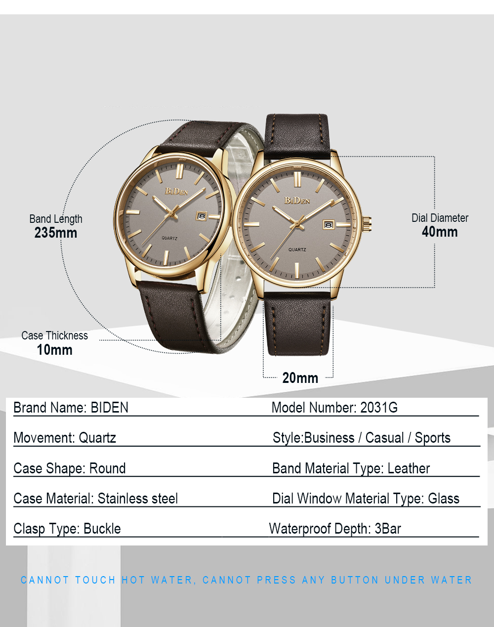 Jual BIDEN Jam Tangan Pria Anti Air Kuarsa Kalender Klasik Mode Pria ...