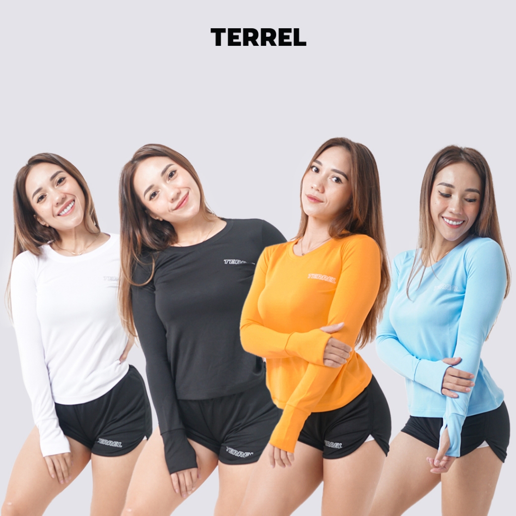 Jual Terrel sportswear basic long sleeve women dry fit running gym yoga kaos olahraga wanita ...