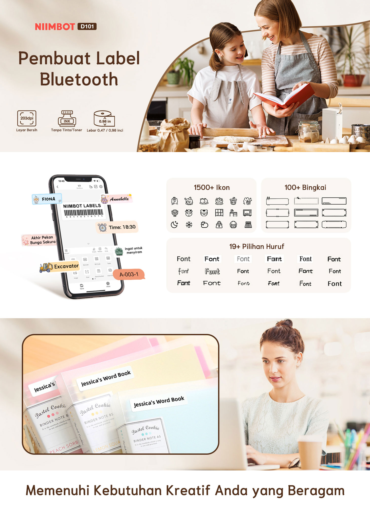 Jual NIIMBOT D101 Label Printer dengan, Mesin Pembuat Label Pintar ...