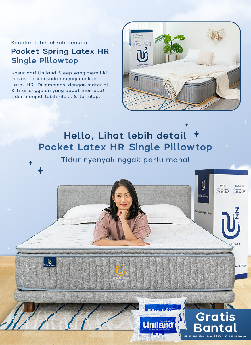 Jual Uniland Sleep Kasur Pocket Spring Latex HR Single Pillowtop 30cm ...