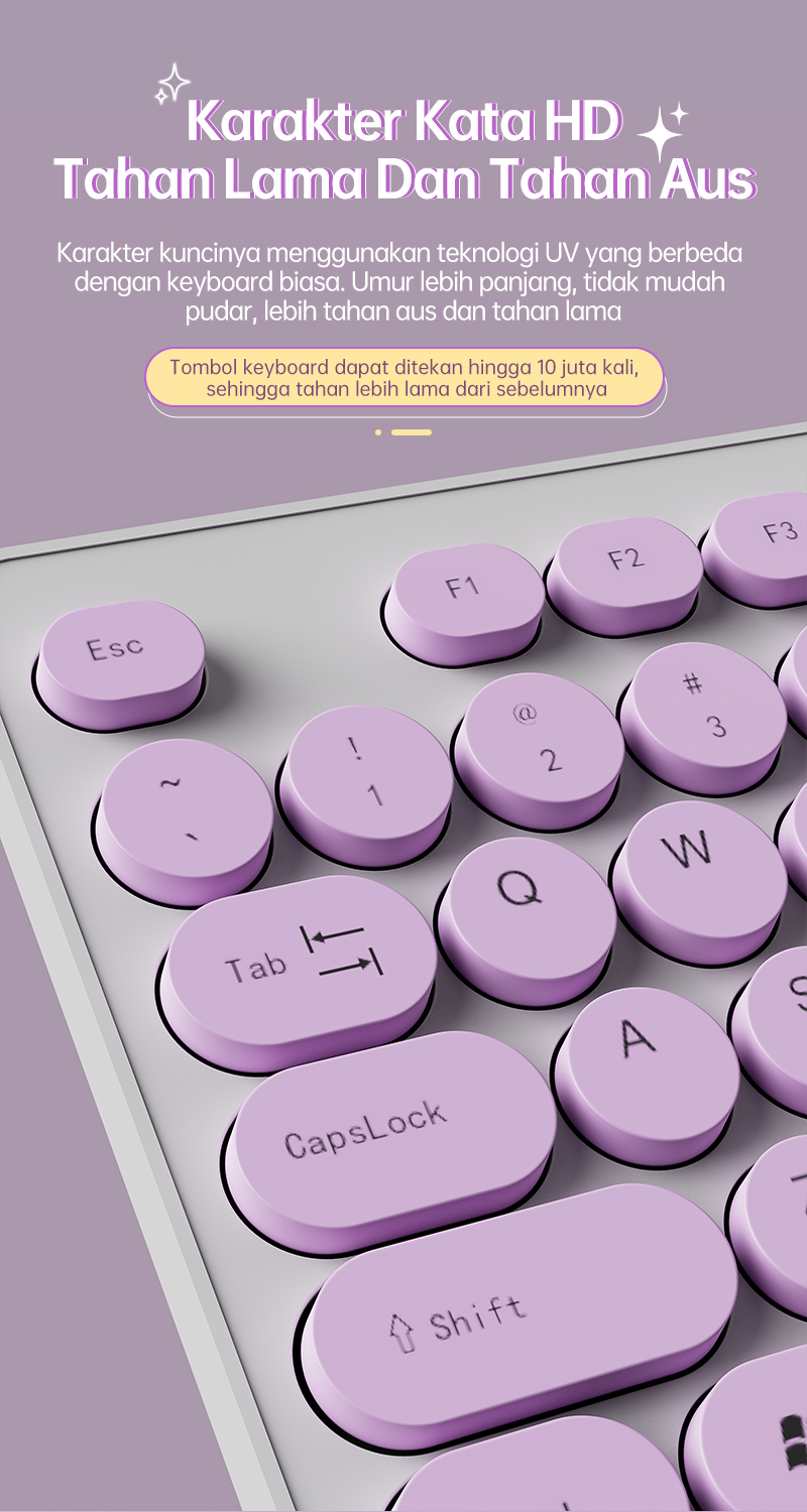 Jual KIVEE keyboard wireless mechanical gaming 104 keys 2.4GHz Lucu ...