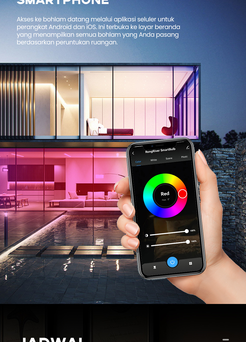 Jual HAN RIVER Lampu Smart LED 10W APP Bohlam RGB Wifi Wireless IoT ...