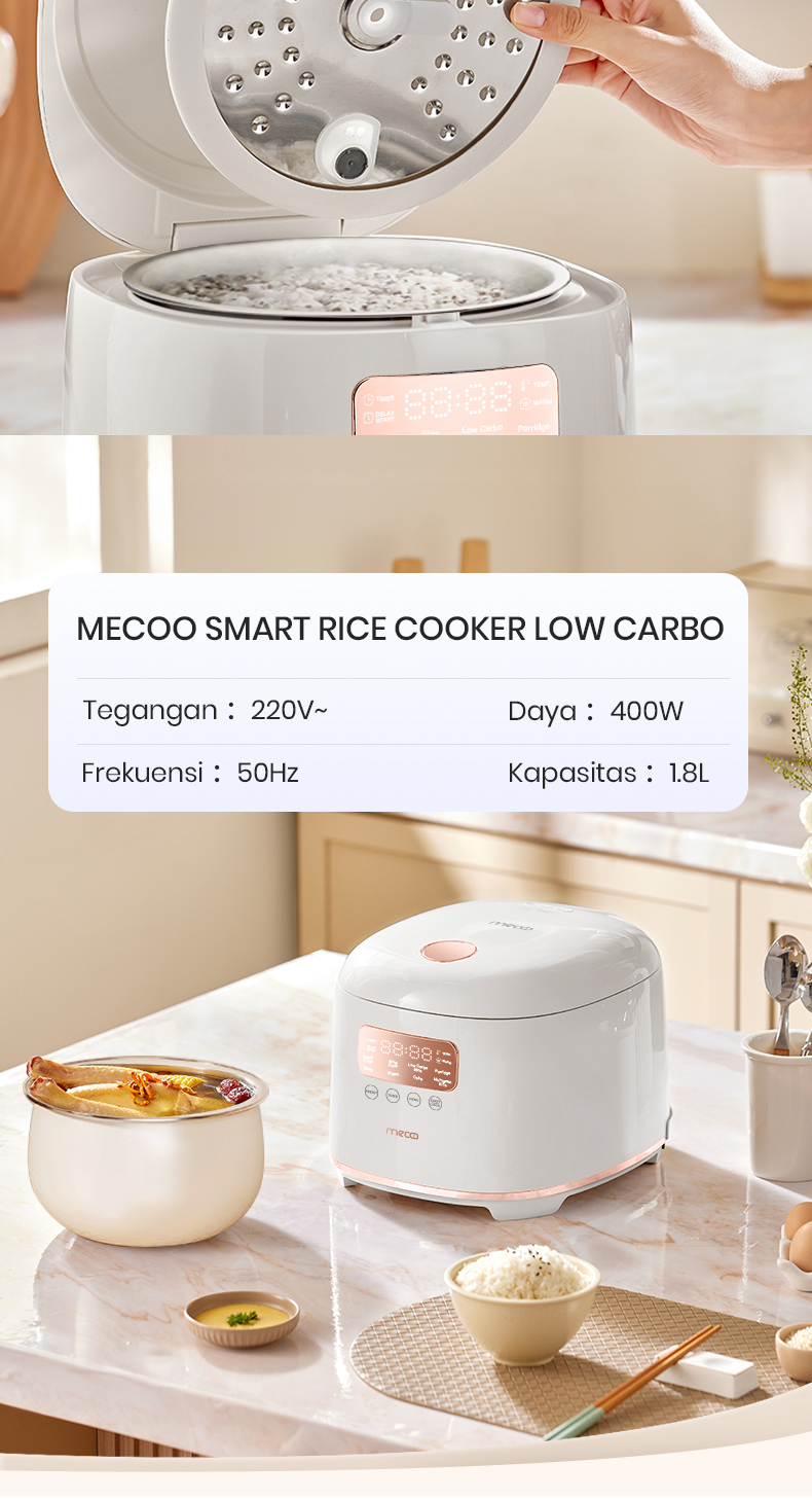 Jual Mecoo Most Aesthetic Rice Cooker UltraWarmth 48H 1.8L Low Carbo ...