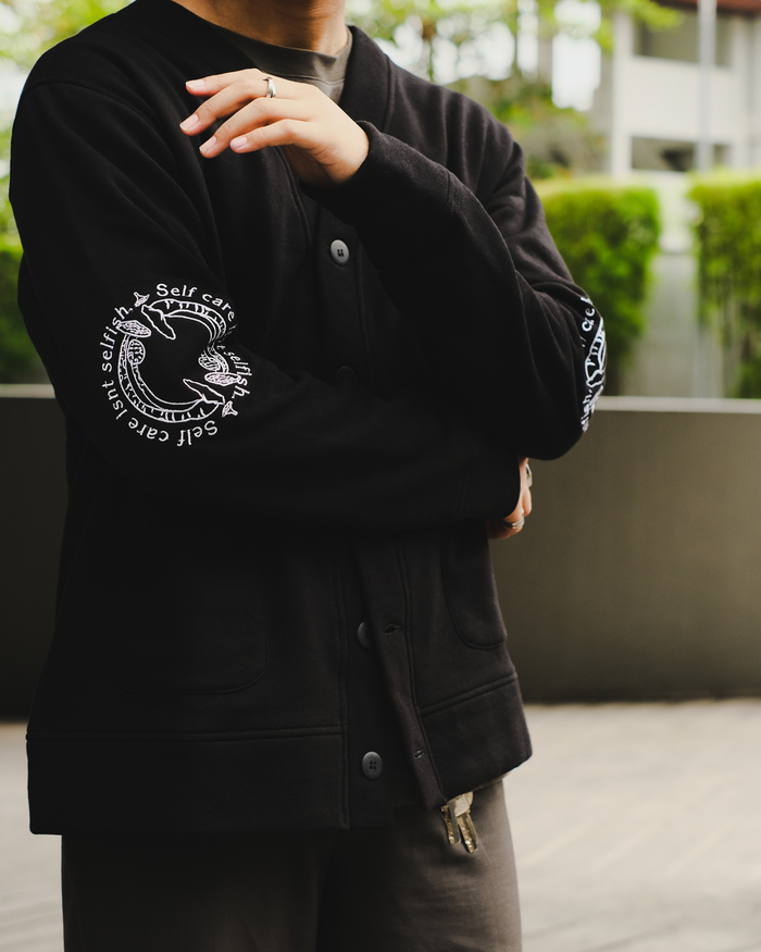 Jual Welldone Sweatshirt Cardigan 280 Gsm - Selfish Black Unisex ...