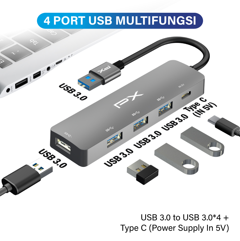 Jual USB Hub Converter USB 3.0 Connector Adaptor Laptop 5 in 1 PX ...