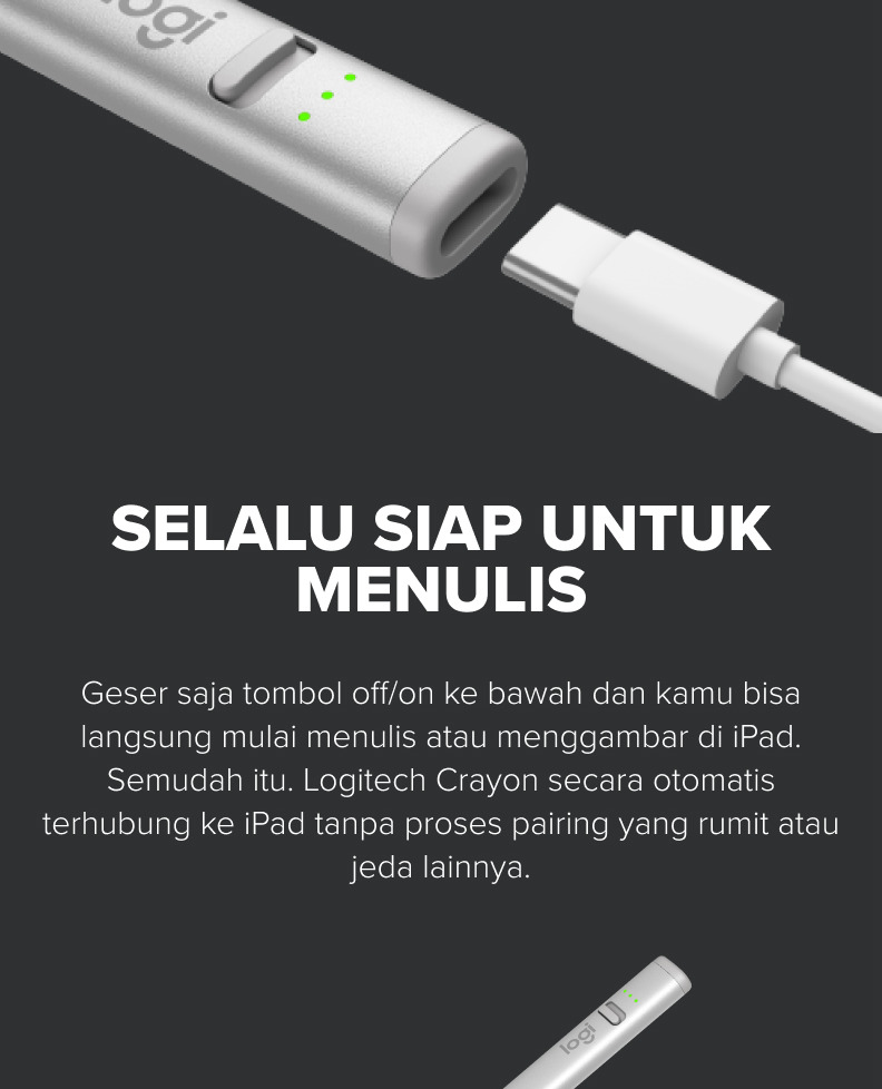 Jual Logitech Crayon Stylus Pen Digital for Apple iPad (with USB-C Port ...