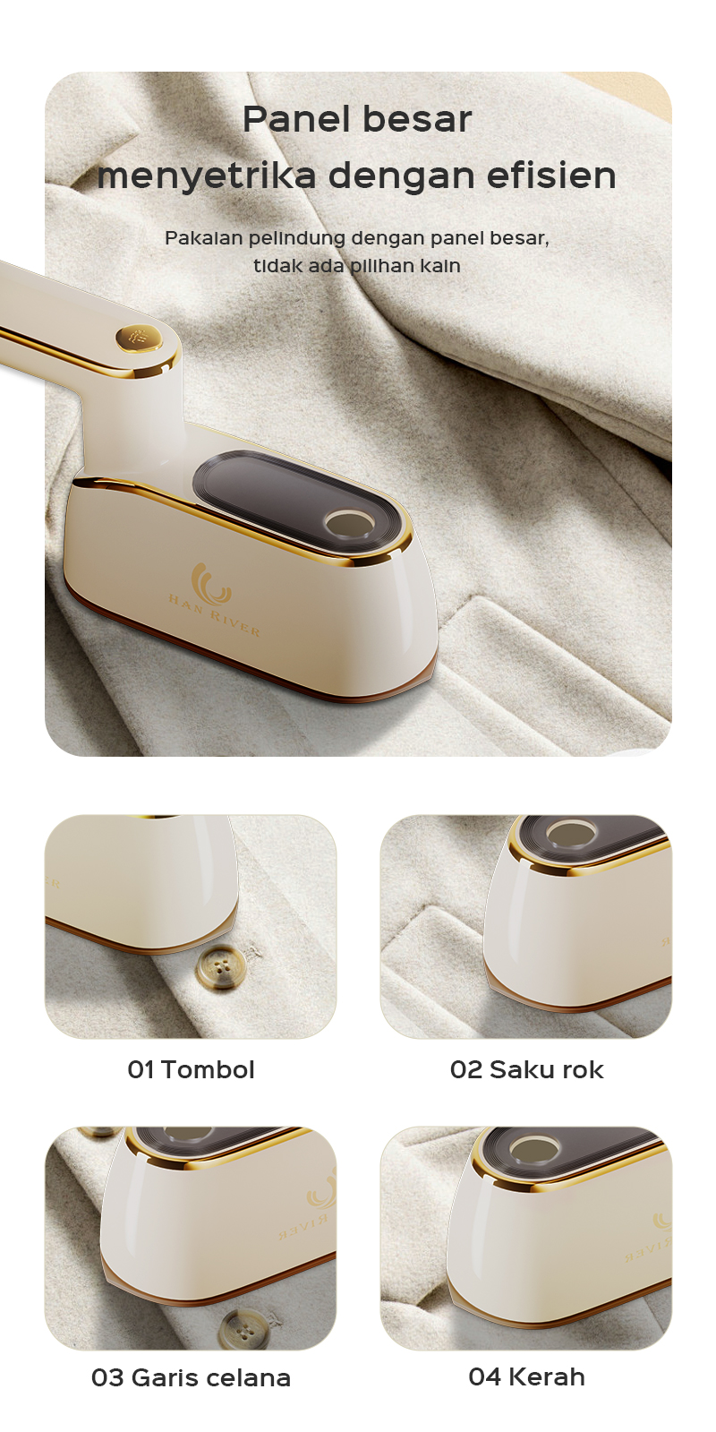 Jual HAN RIVER Setrika low watt 2in1 Setrika Uap Foldable setrika ...