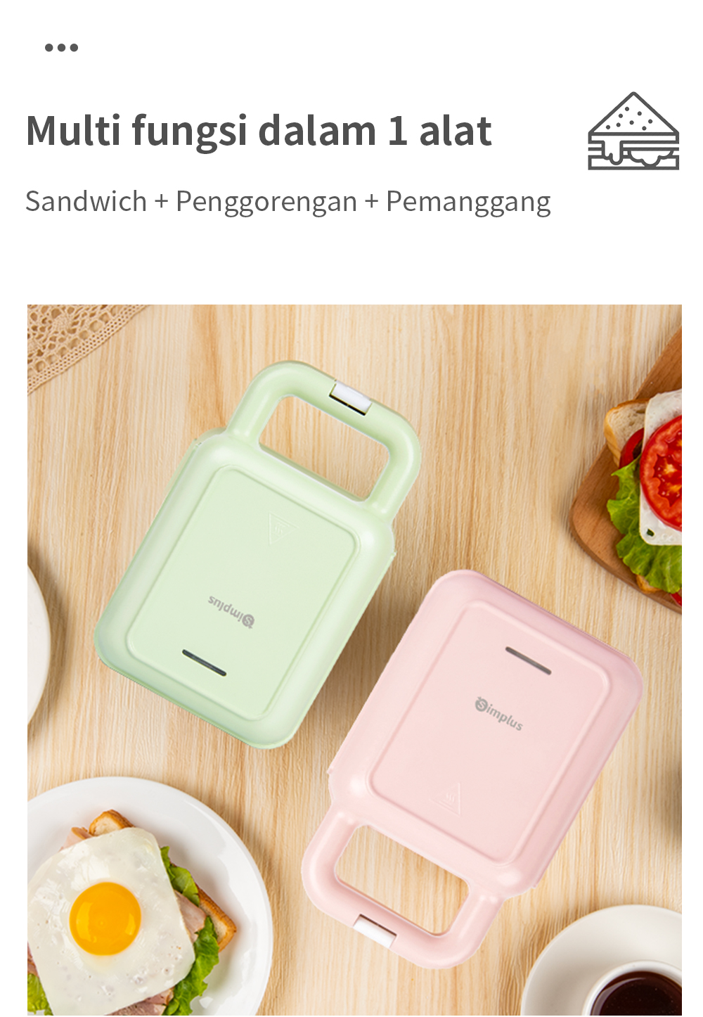 Jual Simplus Sandwich Maker Pemanggang Roti Toaster Anti Lengket Low ...